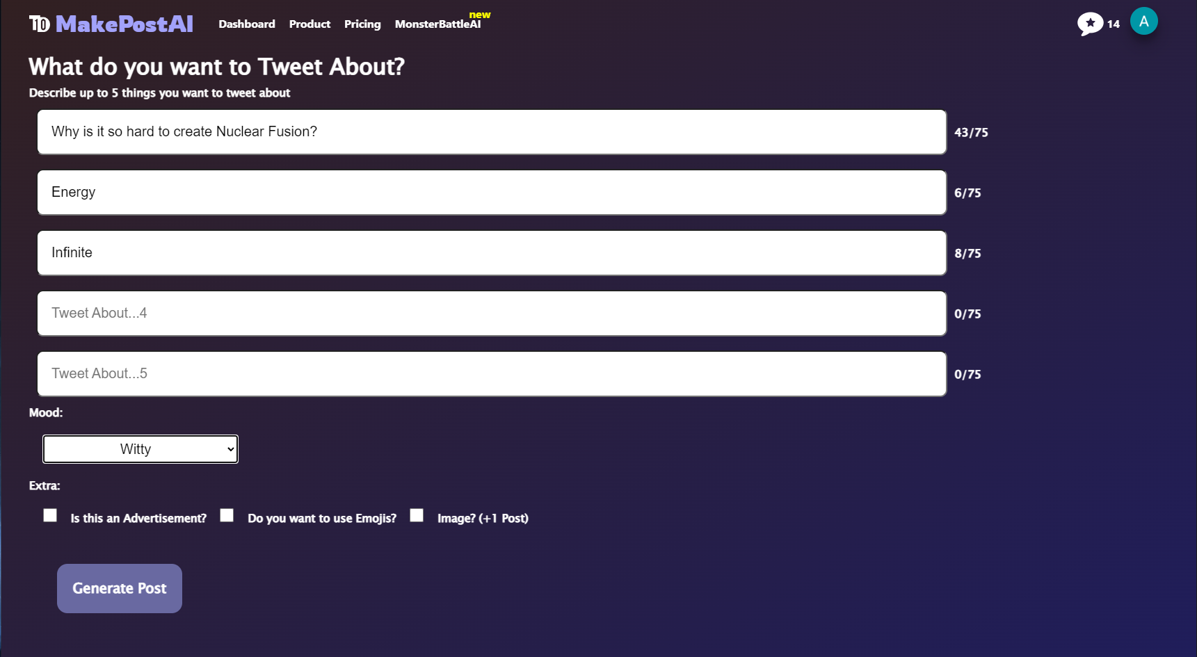 Tweet Generation Response
